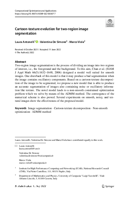 (PDF) Cartoon-texture evolution for two-region image segmentation