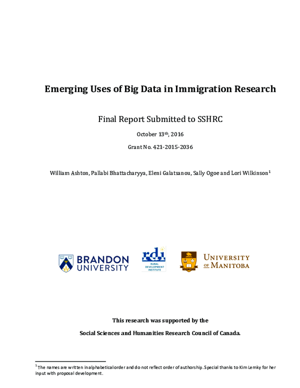 (PDF) Emerging Uses of Big Data in Immigration Research