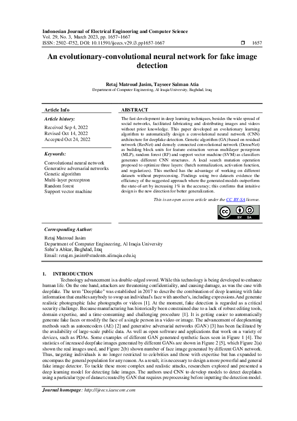 (PDF) An evolutionary-convolutional neural network for fake image detection (PDF) An evolutionary-convolutional neural network for fake image detection