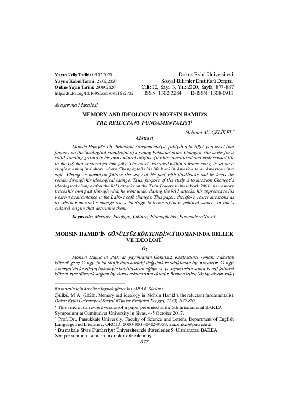 (PDF) Memory and Ideology in Mohsin Hamid’s the Reluctant Fundamentalist