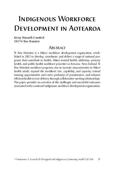 (PDF) Indigenous Workforce Development in Aotearoa | Kirsty Maxwell ...