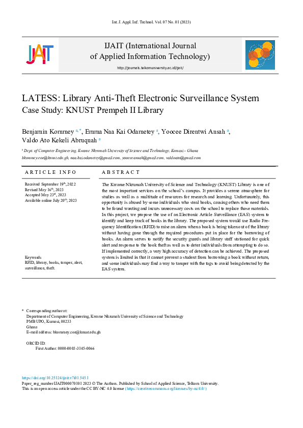 (PDF) LATESS: Library Anti-Theft Electronic Surveillance System Case ...