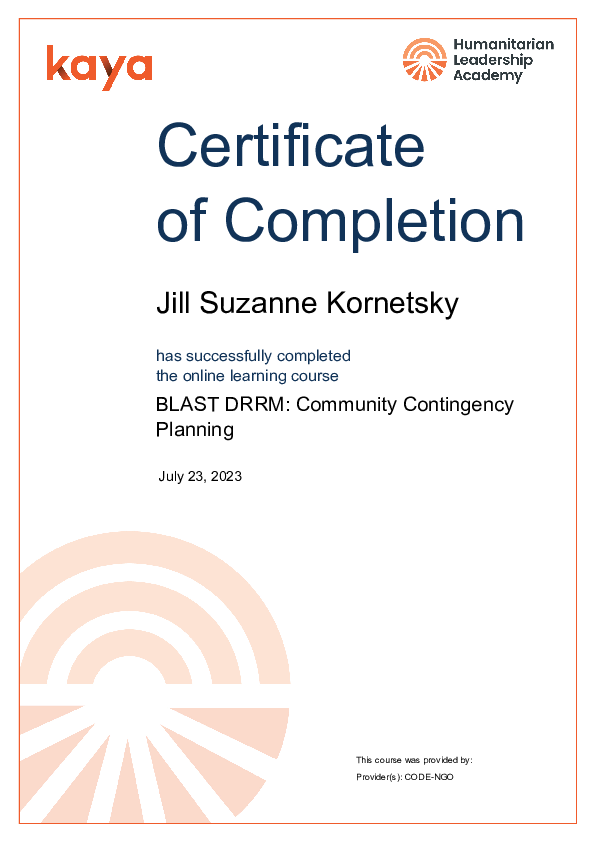 (PDF) BLAST DRRM: Community Contingency Planning | Jill S Kornetsky PMP ...
