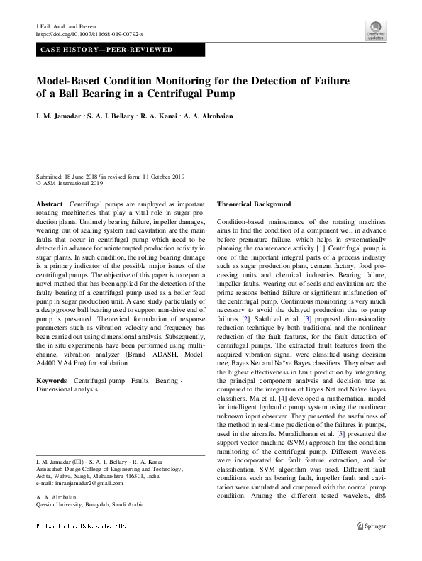 (PDF) Model-Based Condition Monitoring for the Detection of Failure of a Ball Bearing in a ...