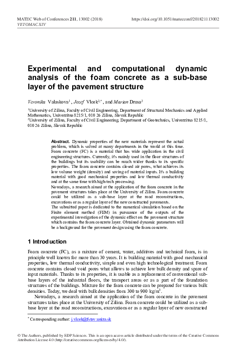 (PDF) Experimental and computational dynamic analysis of the foam ...