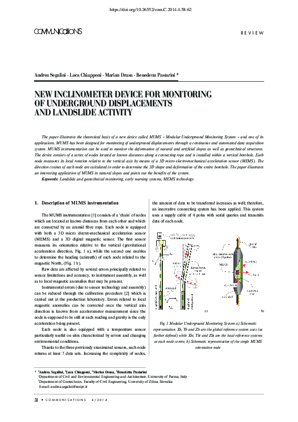(PDF) New Inclinometer Device for Monitoring of Underground Displacements and Landslide Activity ...