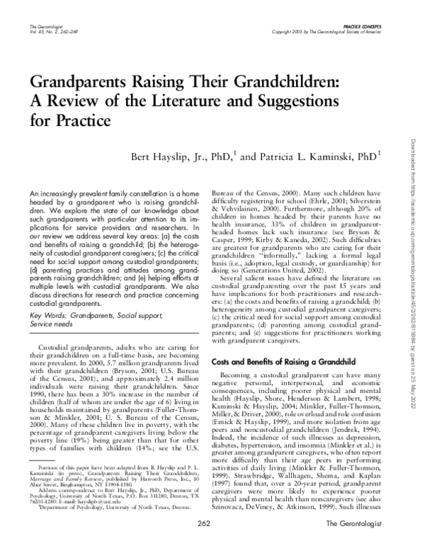 (PDF) Grandparents Raising Their Grandchildren: A Review of the ...