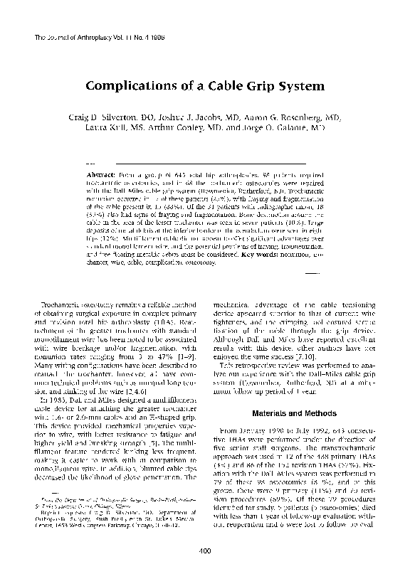 (PDF) Complications of a cable grip system
