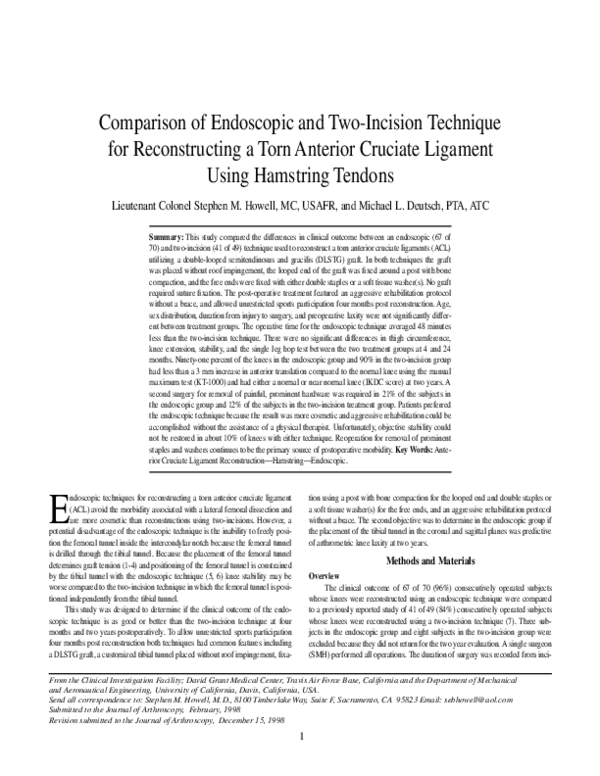 (PDF) Comparison of Endoscopic and Two-Incision Techniques for ...