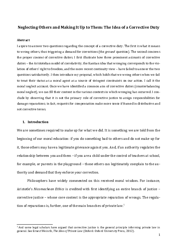 (DOC) Neglecting Others and Making It Up to Them: The Idea of a ...