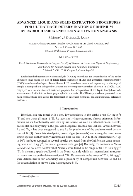 (PDF) Advanced liquid and solid extraction procedures for ultratrace ...