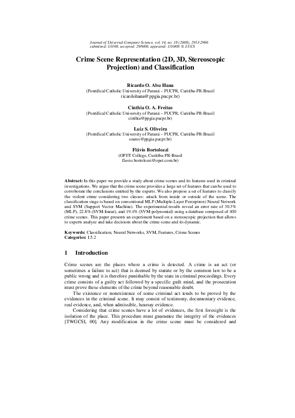 (PDF) Crime Scene Representation (2D, 3D, Stereoscopic Projection) and ...