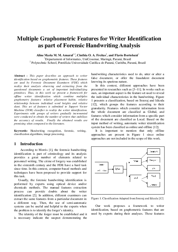 (PDF) Multiple graphometric features for writer identification as part of forensic handwriting ...