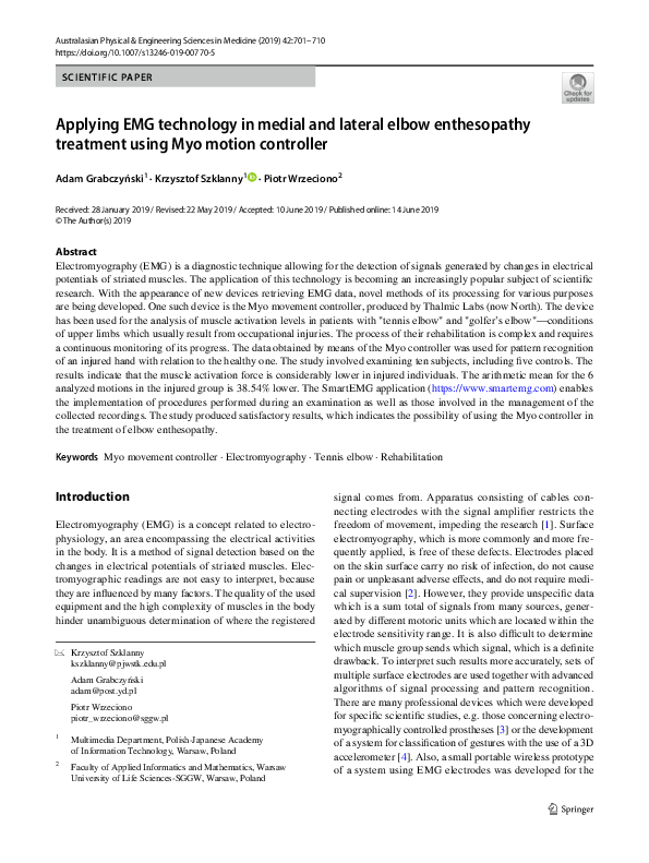 (PDF) Applying EMG technology in medial and lateral elbow enthesopathy ...
