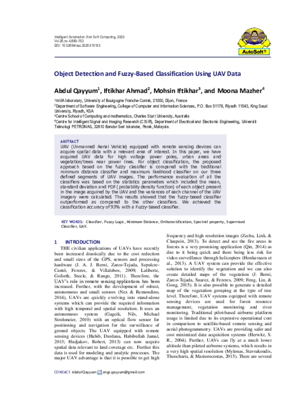 (PDF) Object Detection and Fuzzy-Based Classification Using UAV Data