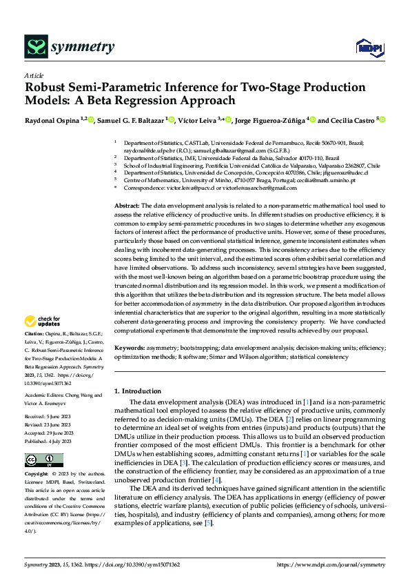 (PDF) Robust Semi-Parametric Inference for Two-Stage Production Models: A Beta Regression Approach