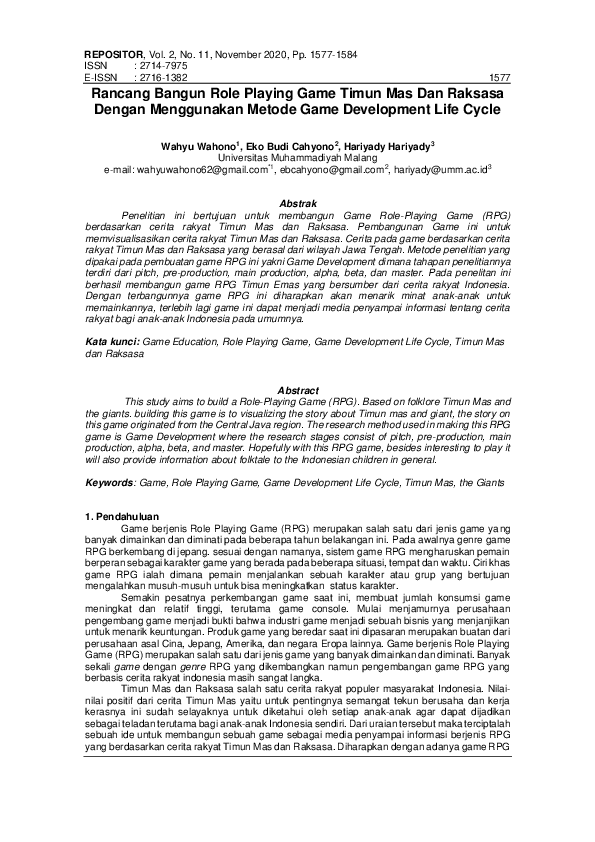 (PDF) Rancang Bangun Role Playing Game Timun Mas Dan Raksasa Dengan ...