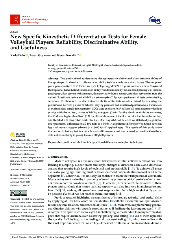 (PDF) New Specific Kinesthetic Differentiation Tests for Female ...