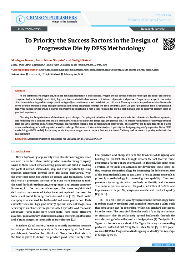 (PDF) To Priority the Success Factors in the Design of Progressive Die ...
