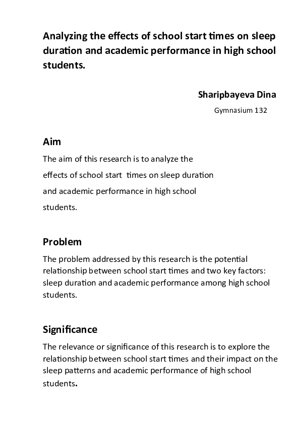 (DOC) Analyzing the effects of school start times on sleep duration and ...