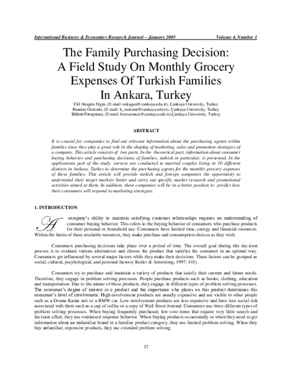 (PDF) The Family Purchasing Decision: A Field Study On Monthly Grocery ...