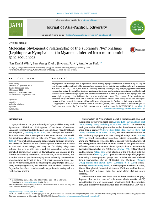 (PDF) Molecular phylogenetic relationship of the subfamily Nymphalinae ...