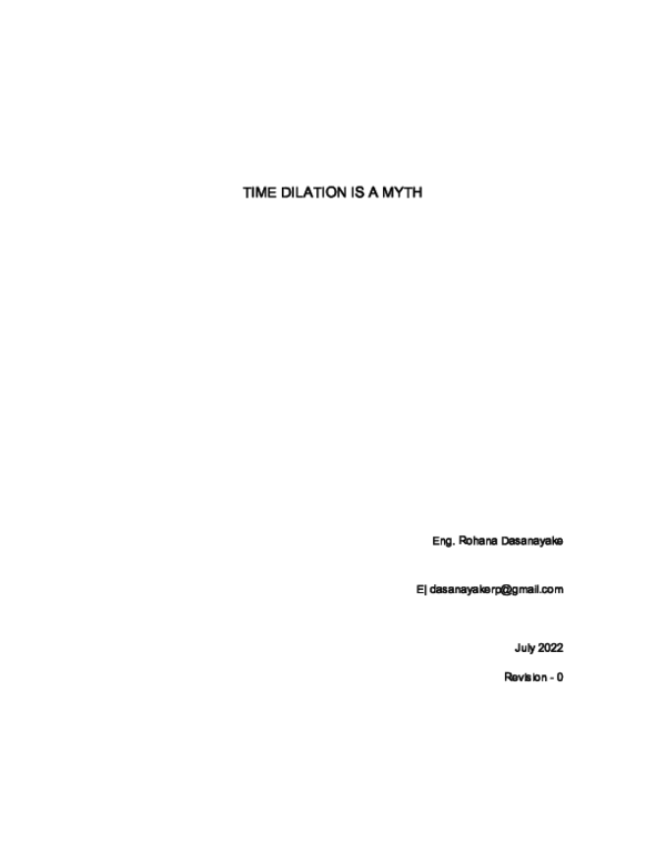 (PDF) Time dilation is a myth