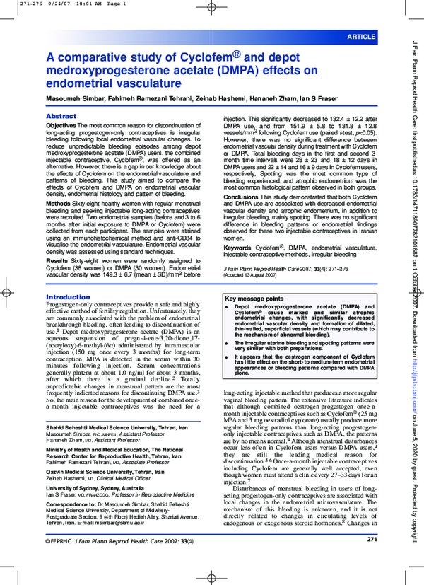 (PDF) A comparative study of Cyclofem® and depot medroxyprogesterone ...