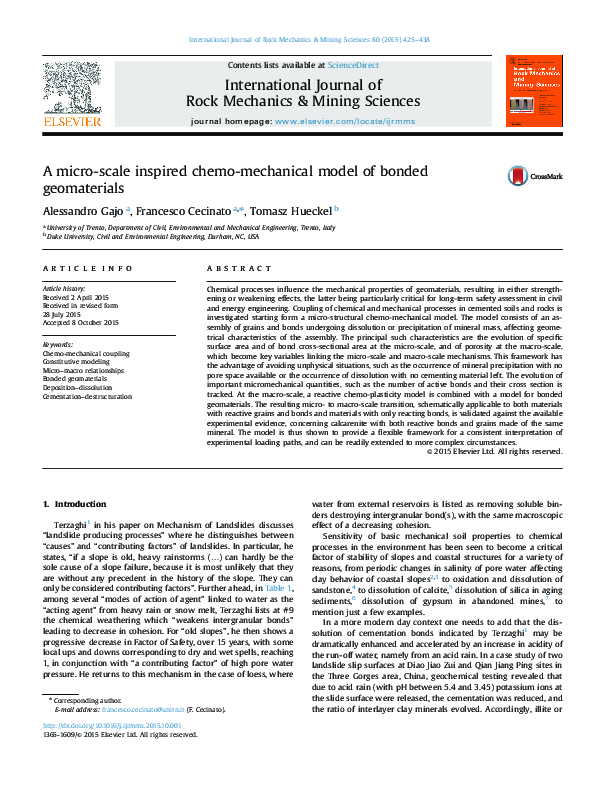 (PDF) A micro-scale inspired chemo-mechanical model of bonded geomaterials