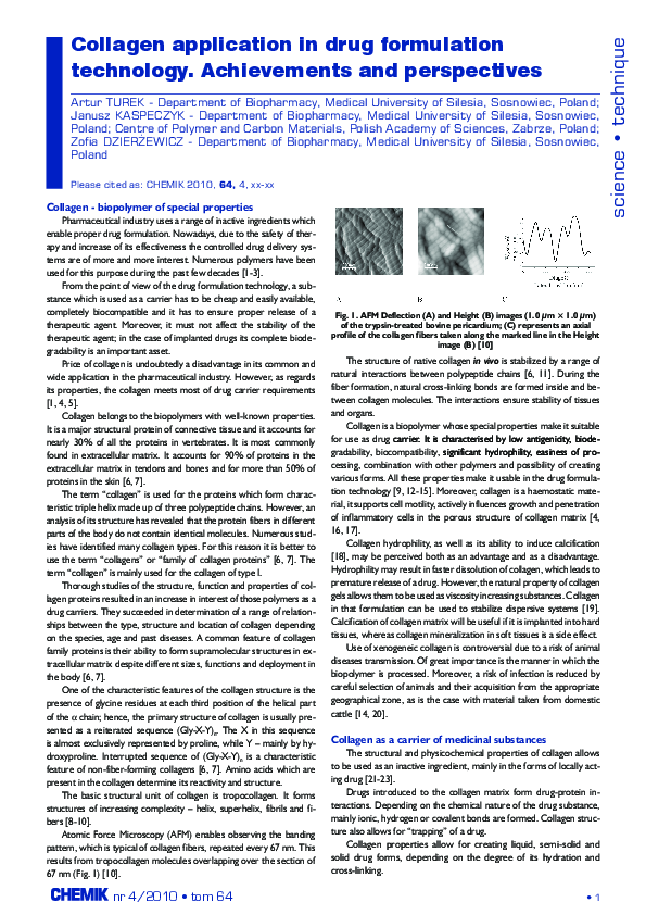 (PDF) Collagen application in drug formulation technology. Achievements ...