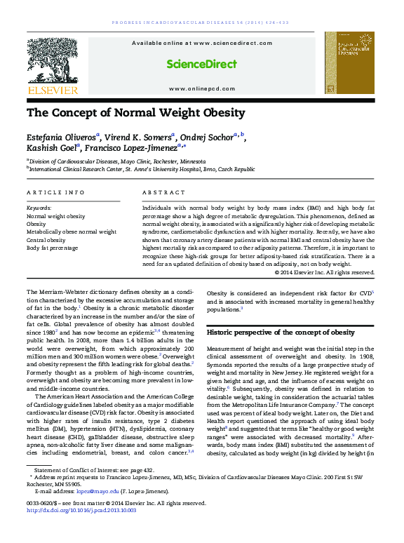 (PDF) The Concept of Normal Weight Obesity