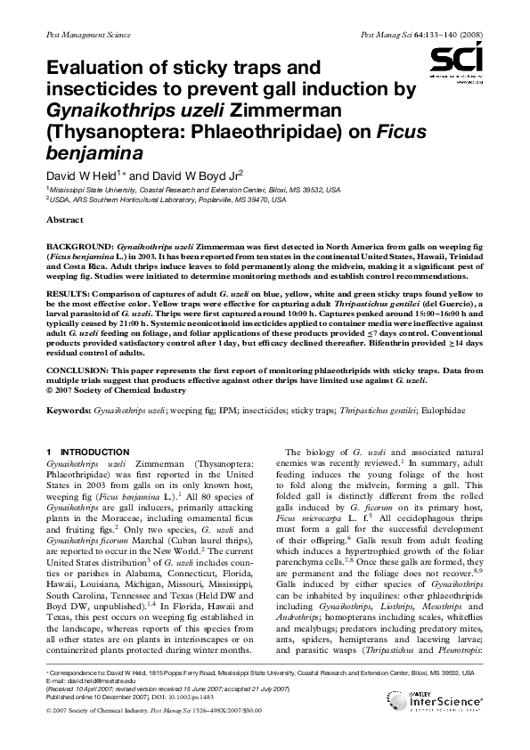 (PDF) Evaluation of sticky traps and insecticides to prevent gall ...