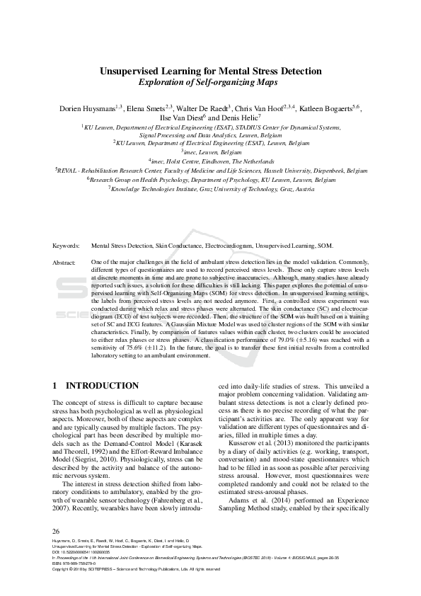 (PDF) Unsupervised Learning for Mental Stress Detection