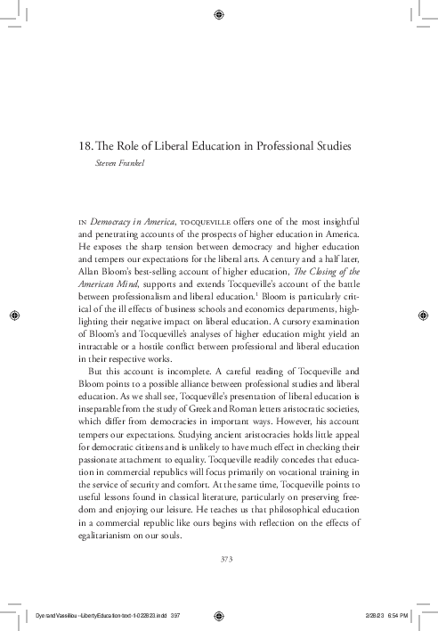 (PDF) The Role of Liberal Education in Professional Studies