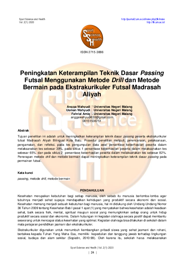(PDF) Peningkatan Keterampilan Teknik Dasar Passing Futsal Menggunakan Metode Drill dan Metode ...