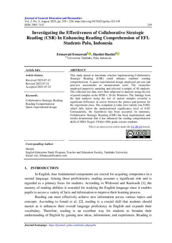 (PDF) Investigating the Effectiveness of Collaborative Strategic ...