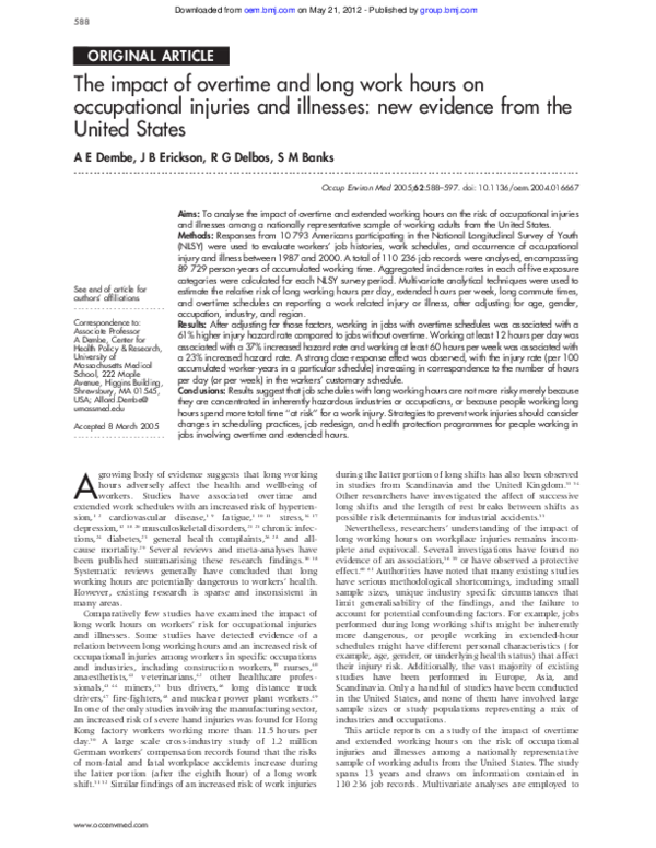 (PDF) The impact of overtime and long work hours on occupational ...