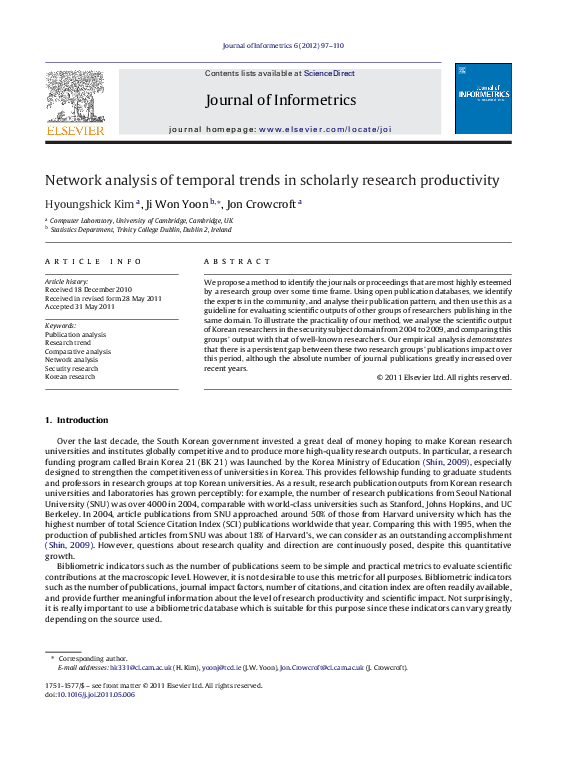 (PDF) Network analysis of temporal trends in scholarly research ...