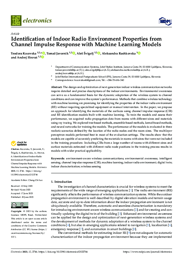 (PDF) Identification of Indoor Radio Environment Properties from Channel Impulse Response with ...