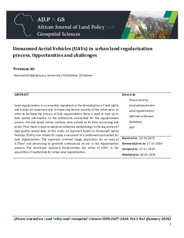 (PDF) Unmanned Aerial Vehicles (UAVs) in urban land regularization ...