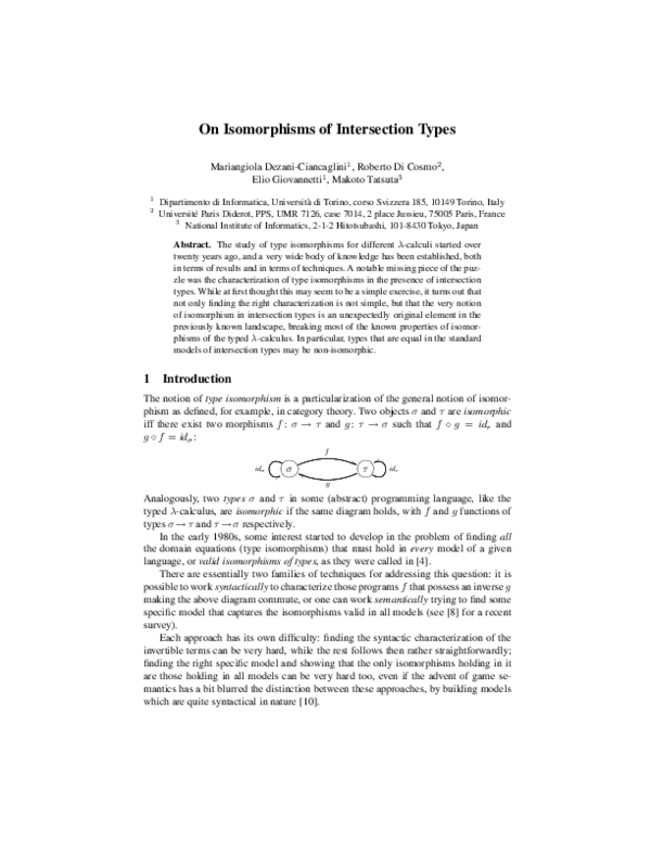 (PDF) On isomorphisms of intersection types