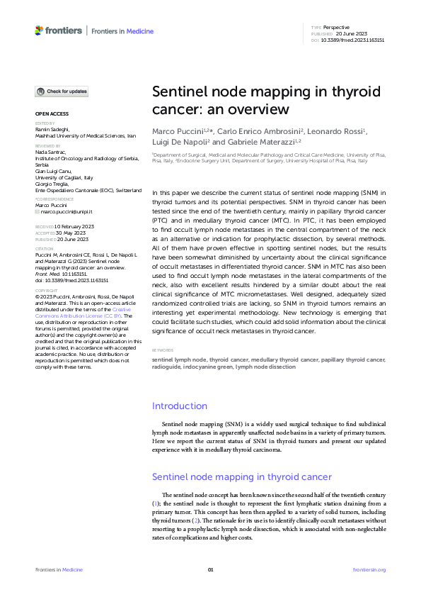 Pdf Sentinel Node Mapping In Thyroid Cancer An Overview