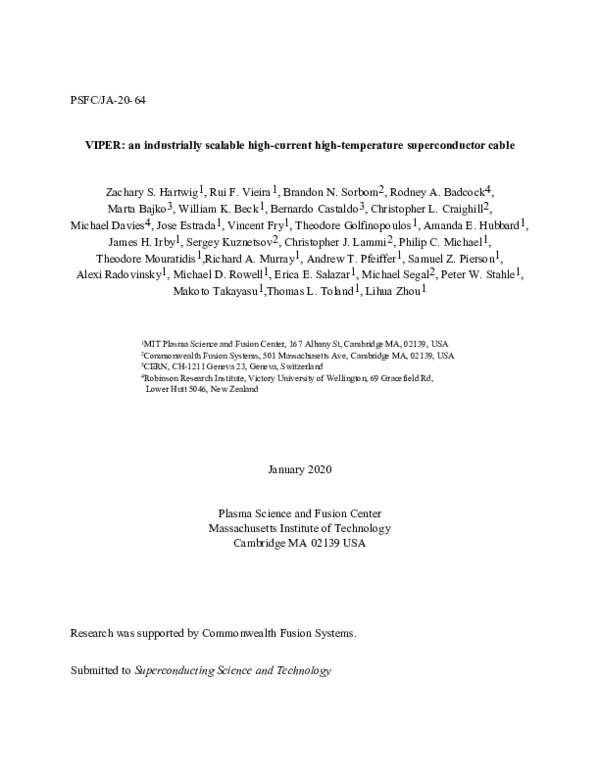 (PDF) VIPER: An industrially mature high- current high temperature ...