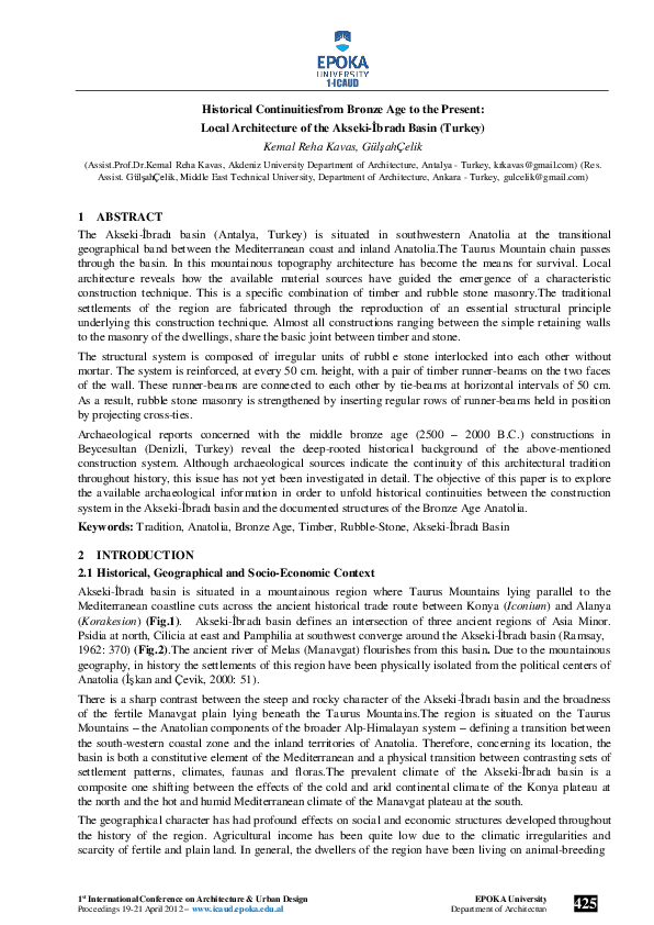(PDF) Historical Continuities from Bronze Age to the Present: Local ...