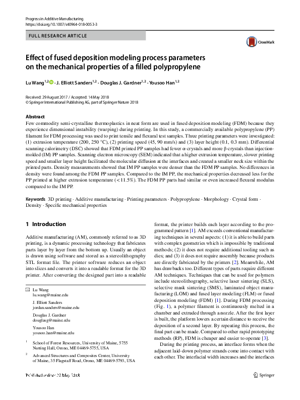 (PDF) Effect of fused deposition modeling process parameters on the ...