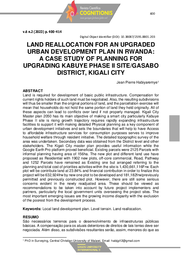 (PDF) LAND REALLOCATION FOR AN UPGRADED URBAN DEVELOPMENT PLAN IN ...