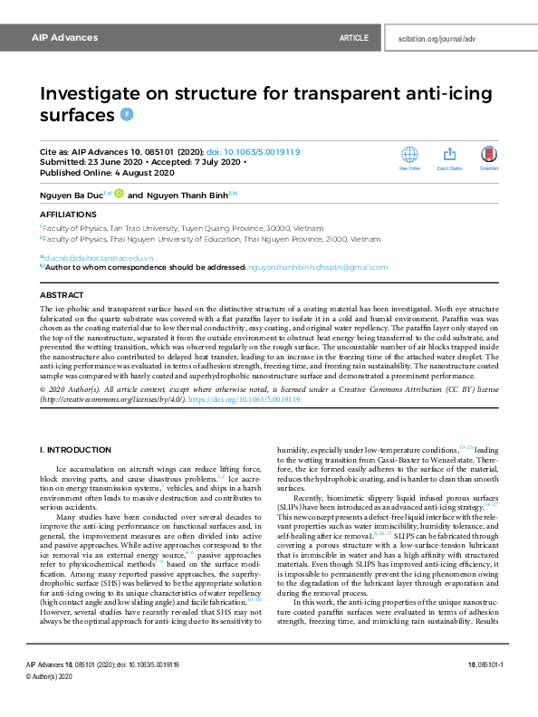 (PDF) Investigate on structure for transparent anti-icing surfaces ...
