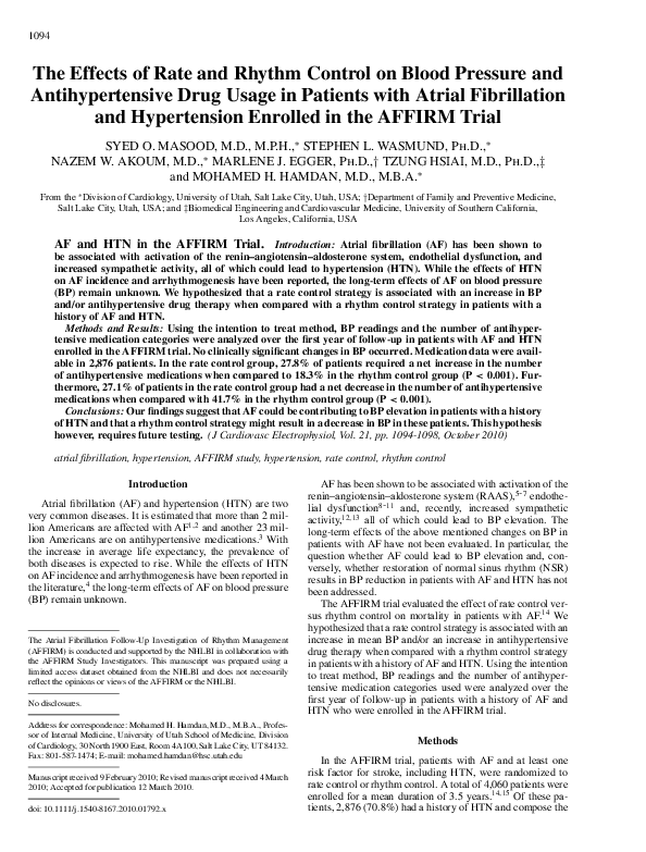 (PDF) The Effects of Rate and Rhythm Control on Blood Pressure and ...