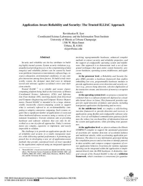 (PDF) Trusted ILLIAC: Enhancing Security & Reliability