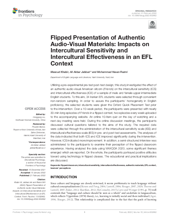(PDF) Flipped Presentation of Authentic Audio-Visual Materials: Impacts ...